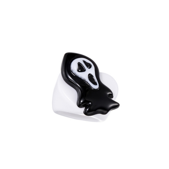 None | Jewelry | Horror Movie Scream Ghostface Ring Black White ...